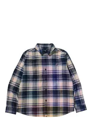 A BATHING APE Plaid Appliqué Shirt - Blue