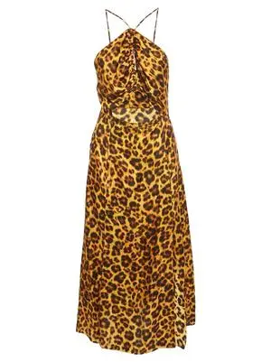 Sandro Leopard-print Dress - Orange