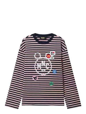 MINI CREAM Striped Appliqué T-shirt - Pink