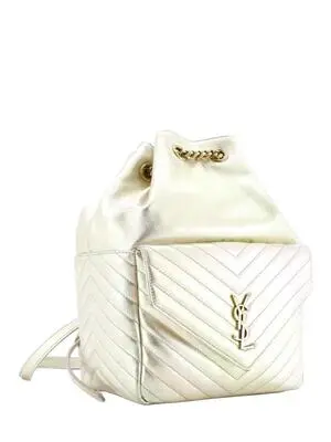 Saint Laurent Joe Matelasse Chevron Leather Backpack - Gold
