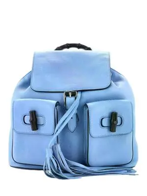 Gucci Bamboo Tassel Leather Medium Backpack - Blue