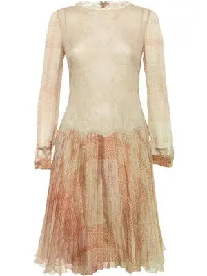 Valentino Garavani Lace Pleated Dress - Neutrals