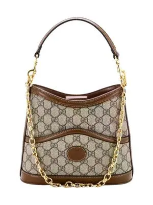 Gucci Retro Interlocking Gg Coated Canvas Hobo Bag - Brown
