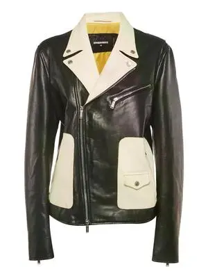 Dsquared2 Leather Biker Jacket - Black