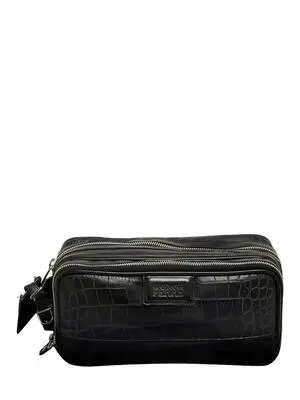 Gianfranco Ferre Crocodile-embossed Leather Pouch - Black