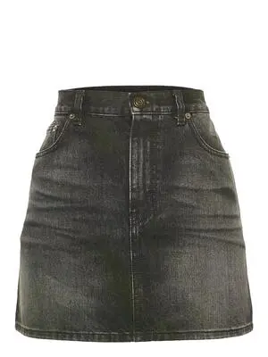 Saint Laurent Washed Denim Mini Skirt - Black