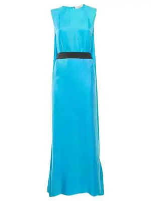 ROKSANDA Ruffled-hem Satin Dress - Blue