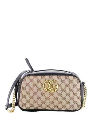 Gucci Gg Marmont Small Crossbody Bag Gg Canvas With Leather - Black