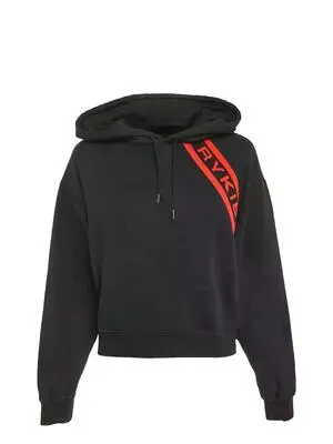 Sonia Rykiel Paris Cotton Knit Hoodie With Logo Trim - Black
