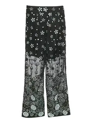 SELF-PORTRAIT Sequin Floral Trousers - Black