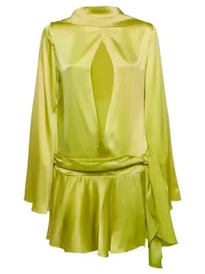 RHEA Draped Asymmetrical Dress - Green