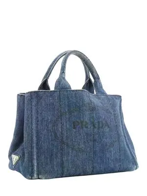 Prada Canapa Convertible Denim Mini Tote - Blue
