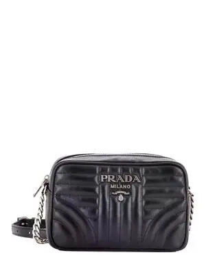 Prada Diagramme Quilted Leather Camera Bag - Black