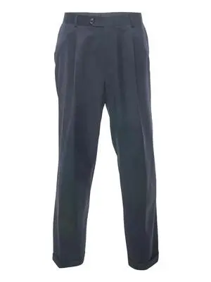 BOSS Pleated Virgin Wool Trousers - Blue