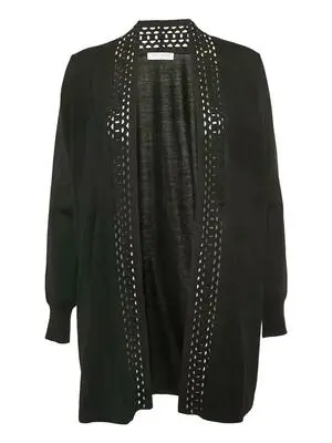 Sandro Open-front Laser-cut Cardigan - Black