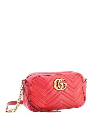 Gucci Gg Marmont Matelasse Small Shoulder Bag - Red
