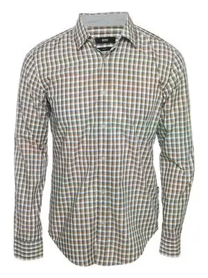 BOSS Checked Cotton Shirt - Brown