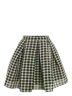 Maje Pleated Checked A-line Skirt - Black