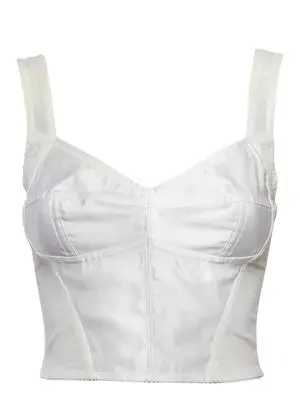 Dolce & Gabbana Satin-mesh Bustier Top - White