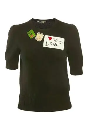 Dolce & Gabbana Appliqué Short-sleeve Sweater - Black