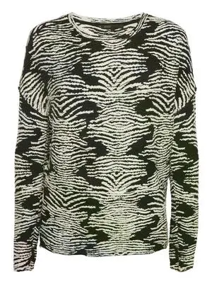 Maje Zebra-print Knit Top - Black