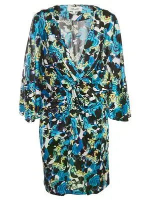 Diane Von Furstenberg Twist-front Floral Mini Dress - Blue