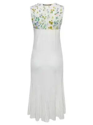 Versace Floral-print Pleated Dress - White