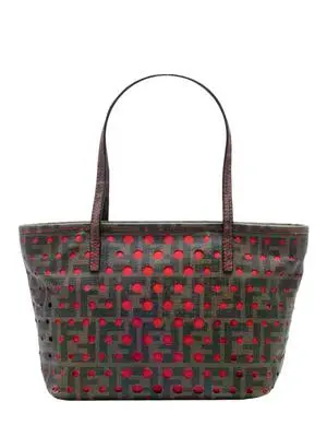Fendi 2010-2025 Small Perforated Zucca Spalmati Roll Tote Bag - Brown