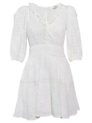 Sandro Cotton Dress With Embroidery - White