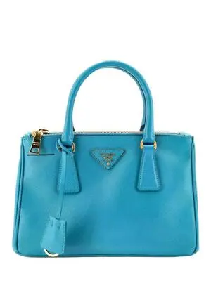 Prada Galleria Double Zip Saffiano Leather Small Tote Bag - Blue