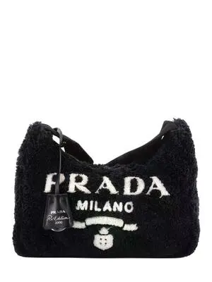 Prada Re-edition 2000 Terry Cloth Mini Hobo Bag - Black