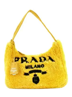 Prada Re-edition 2000 Terry Cloth Mini Hobo Bag - Black