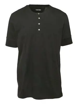 TOM FORD Henley-neckline T-shirt - Black