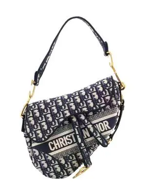 Dior Saddle Handbag With Strap Oblique Canvas - Blue