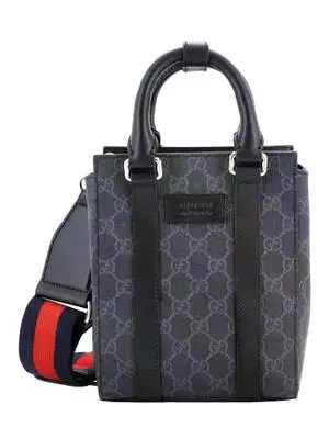 Gucci Web Open Gg Coated Canvas Mini Tote Bag - Black