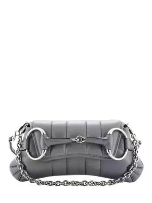 Gucci Horsebit Chain Quilted Leather Shoulder Bag - Grey