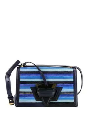 Loewe Barcelona Stitched Leather Shoulder Bag - Blue