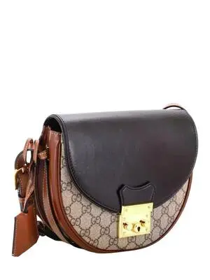 Gucci Padlock Saddle Gg Coated Canvas Crossbody Bag - Black