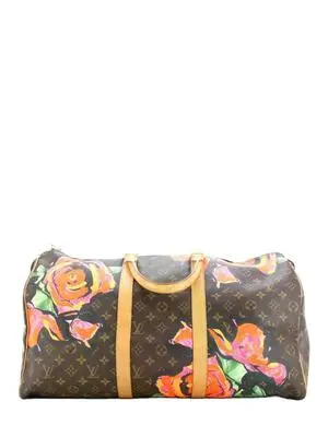 LOUIS VUITTON Keepall Bag Monogram Roses 50 Satchel Limited Edition - Brown
