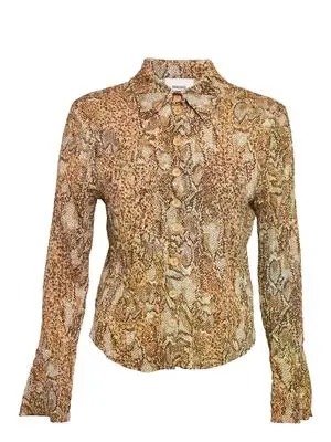 Nanushka Snakeskin-print Crepe Shirt - Brown