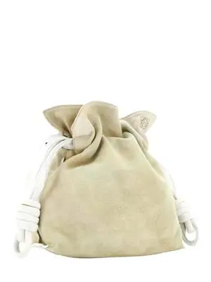 Loewe Flamenco Knot Suede Shoulder Bag - Neutrals
