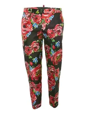 Dsquared2 Floral-print Silk Trousers - Black