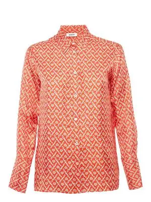 Sandro Floral-print Silk Shirt - Red