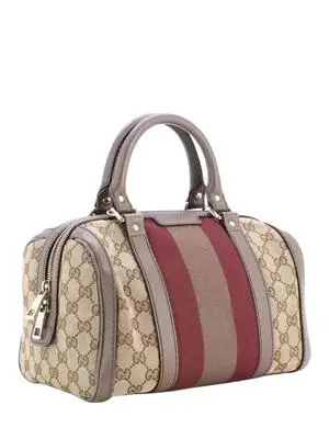 Gucci Vintage Web Boston Bag Gg Canvas Small Satchel - Brown