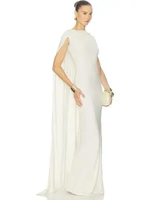 HELSA The Alva Caped Jersey Dress - Ivory
