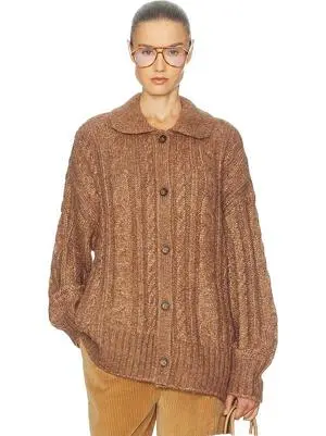 HELSA Jessiah Cable Cardigan - Acorn