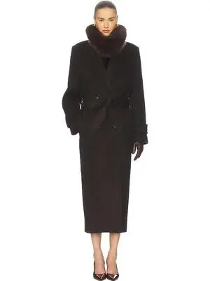 HELSA Bold Shoulder Long Coat - Espresso