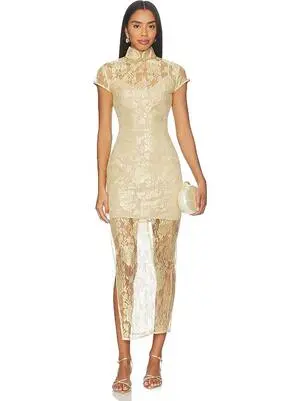 SAU LEE Malia Lace Dress - Light Gold