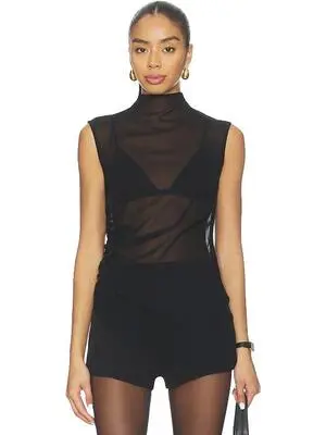 Lapointe Mock Neck Ruched Top - Black