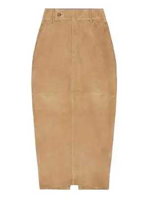 HELSA Suede Column Skirt - Caramel